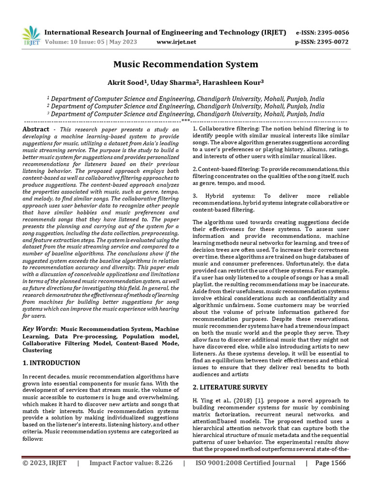 Music_Recommendation_System | PDF | Machine Learning | Deep Learning