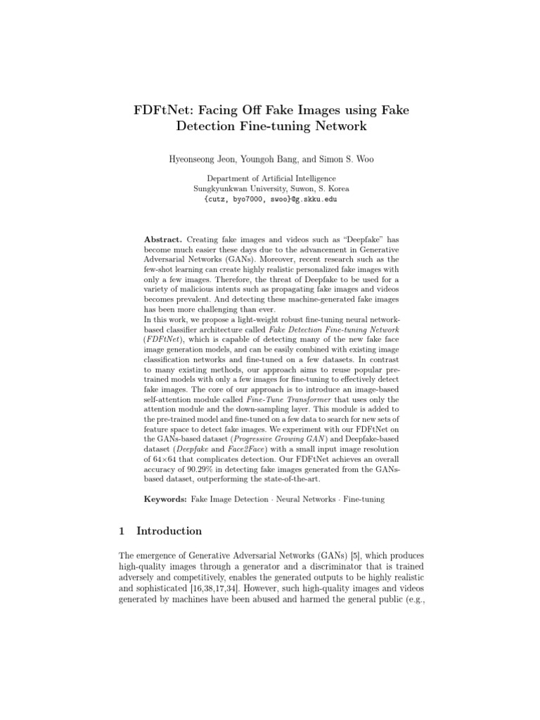 FDFtNet Facing Off Fake Images Using Fake 2001.01265v2 | PDF ...