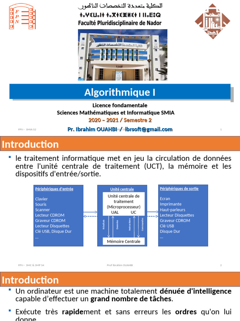 Introduction à l'Algorithmique I | PDF | Algorithmes | Programme ...