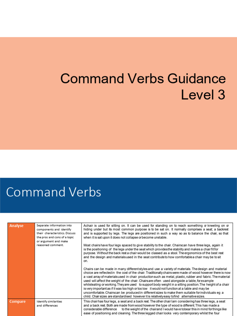 Command Verbs For Level 3 | PDF | Chair