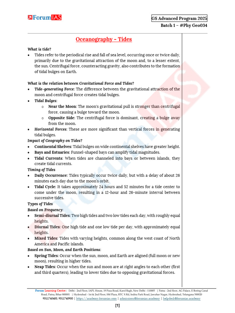 Phy Geo 34 Oceanography Tides @thelionsdenofficial | PDF | Tide | Physical Geography