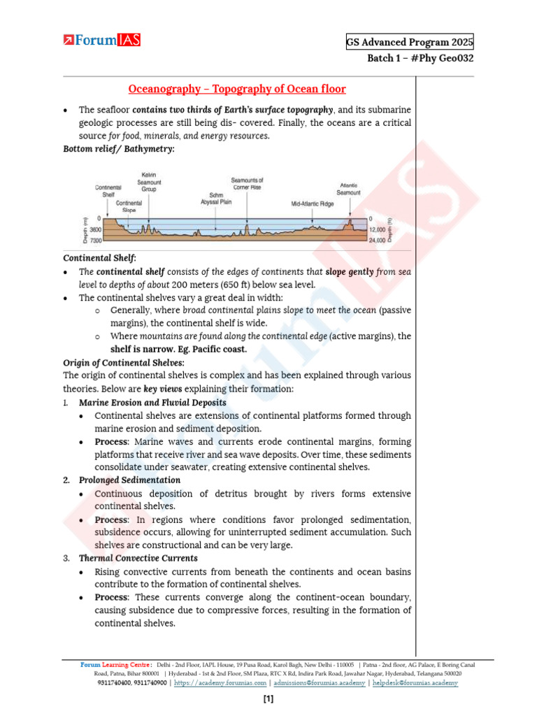 Ocean Floor Topography Overview | PDF | Continental Shelf | Seabed
