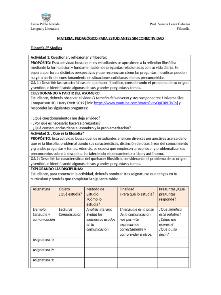 Actividades para Estudiantes Sin Internet | PDF | Comunicación ...