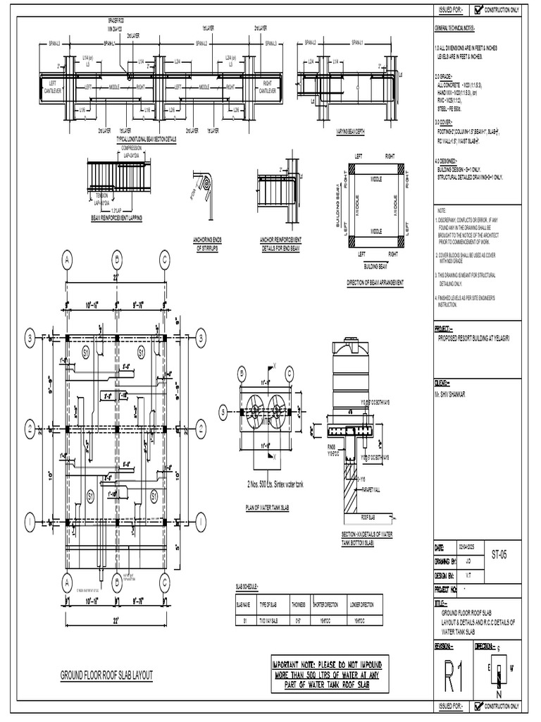 Resort-Plot-4 ROOF SLAB LAYOUT AND DETAILS 7 WATER TANK DETAILS - r1 ...