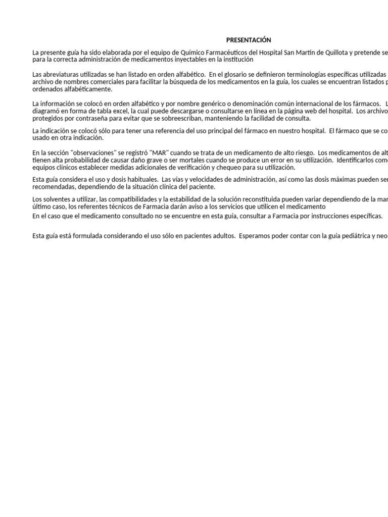 Guia Inyectables Adulto HSMQ Oficial Jul 2021 | PDF | Medicamentos con ...