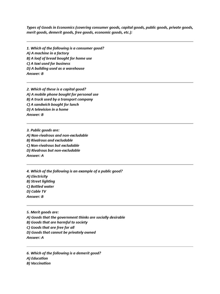 Types of Goods in Economics | PDF