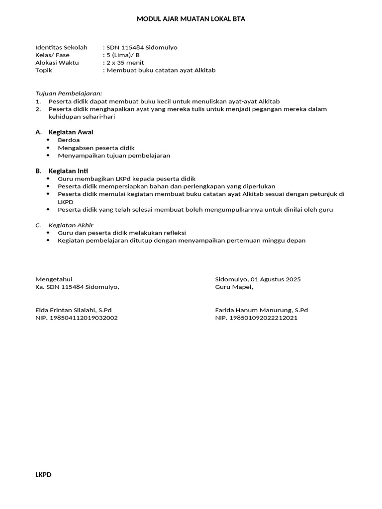 Modul Ajar Muatan Lokal Bta | PDF