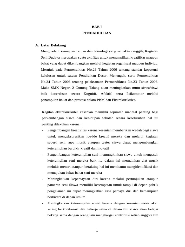 Laporan Ekskul Kesenian | PDF