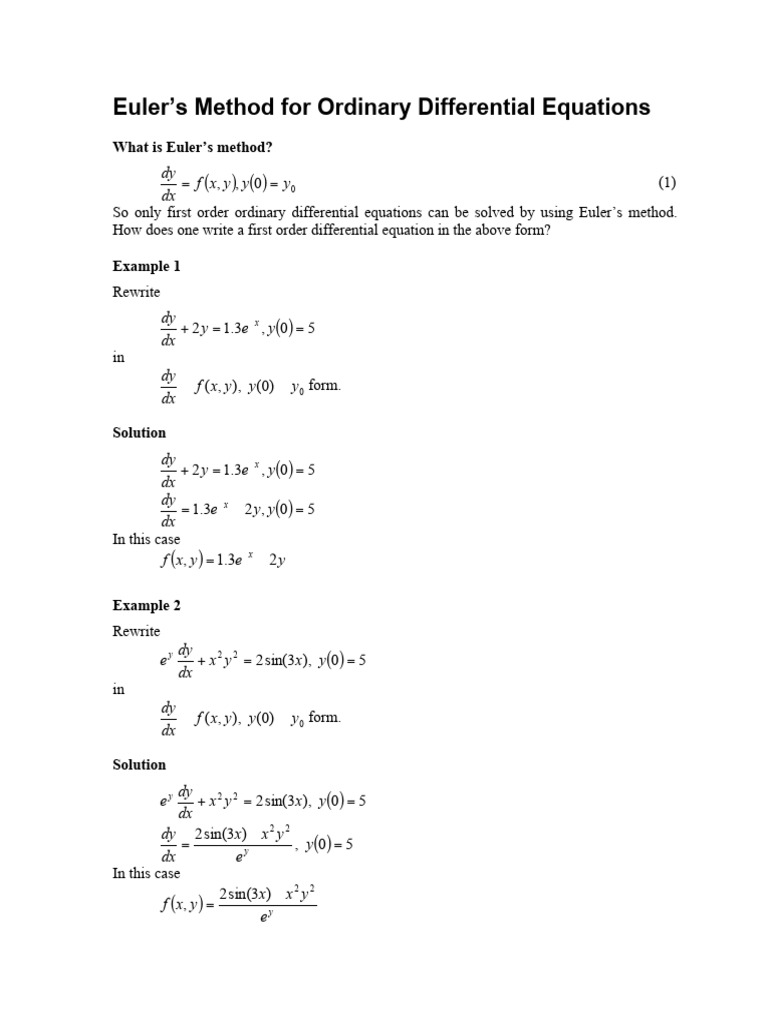 COE 5320 - Ordinary Differential Equations | PDF | Integral | Calculus