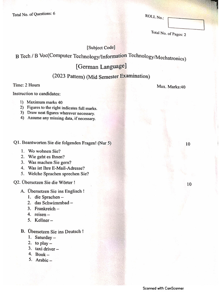 German Language Midsem | PDF