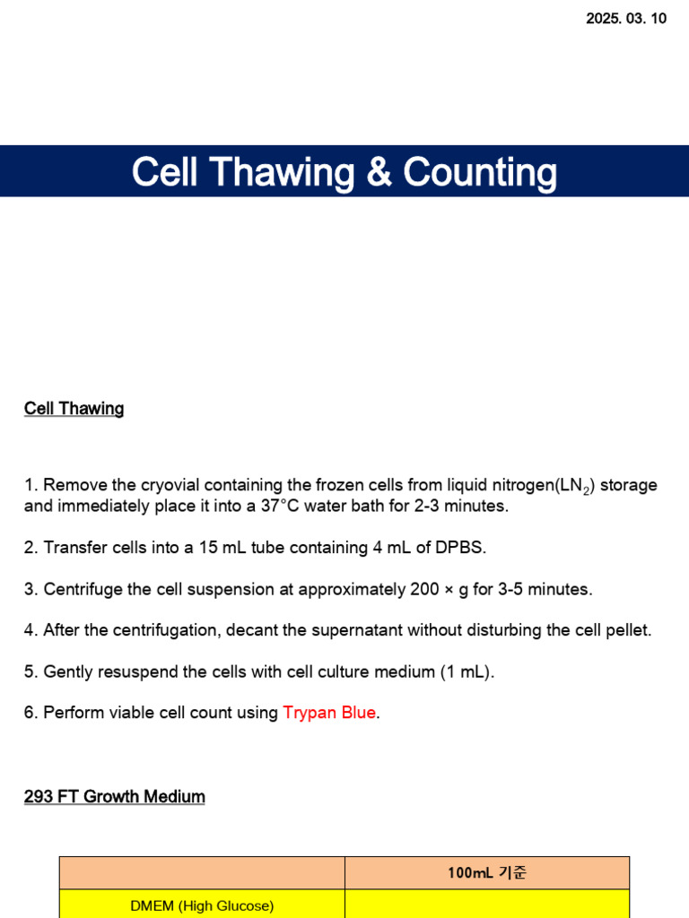 Cell Counting & Thawing - 293 FT | PDF | Laboratories