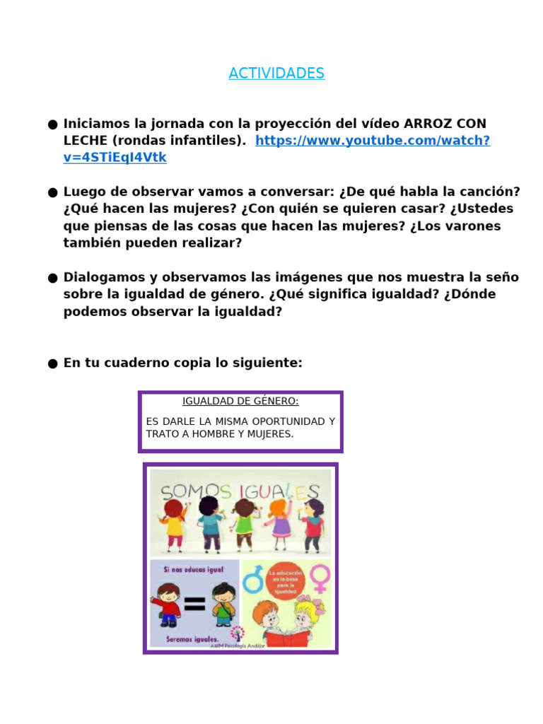 Actividades de Igualdad de Género para Niños | PDF