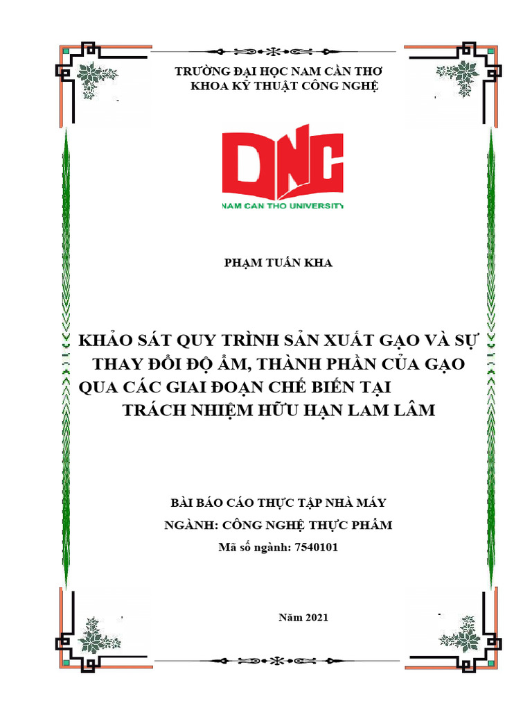 Khao Sat Quy Trinh San Xuat Gao Va Su Thay Doi Do Am, Thanh Phan Cua ...