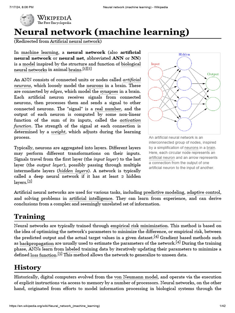 Neural Network (Machine Learning) - Wikipedia | PDF | Deep Learning ...