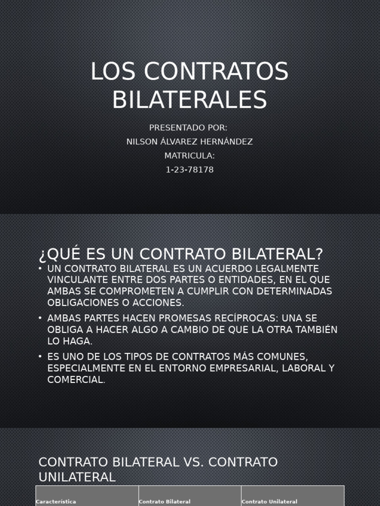 Los Contratos Bilaterales | PDF | Acuerdo de no divulgación | Derecho ...