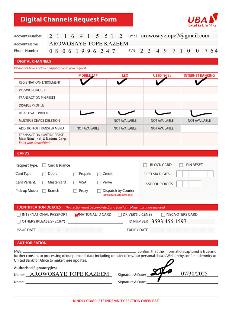 Digital Channels Request Form 5 | PDF | Identity Document | Indemnity
