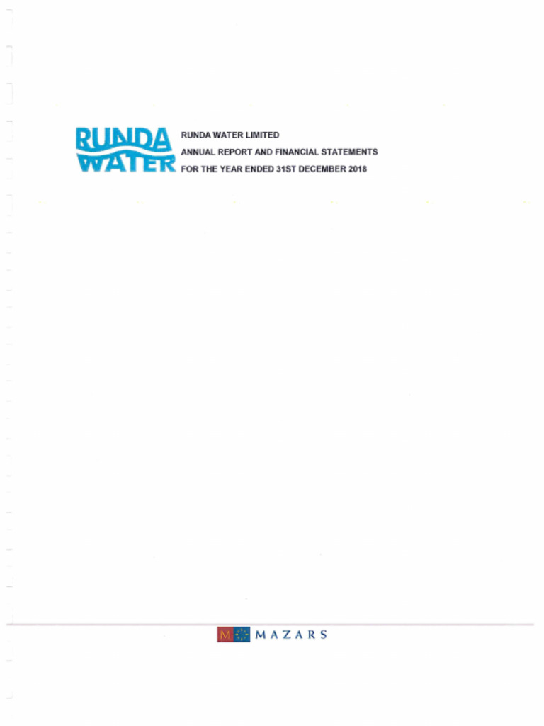 Runda Water Limited 2018 Audited Accounts | PDF