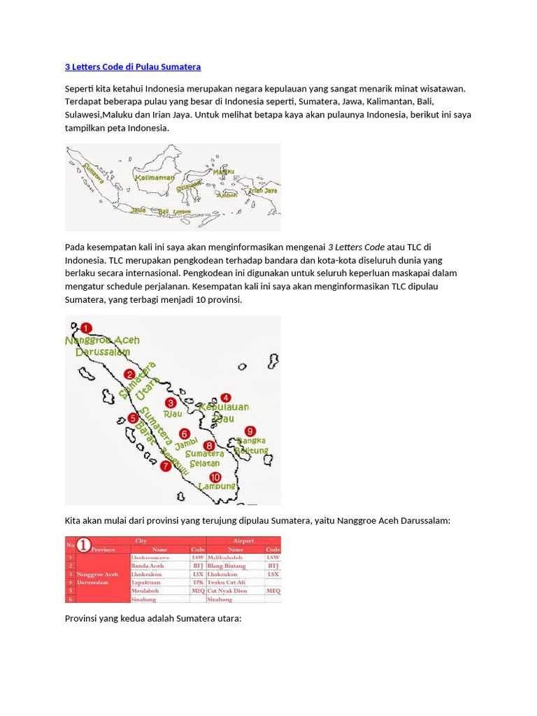 Kode TLC di Pulau Sumatera | PDF