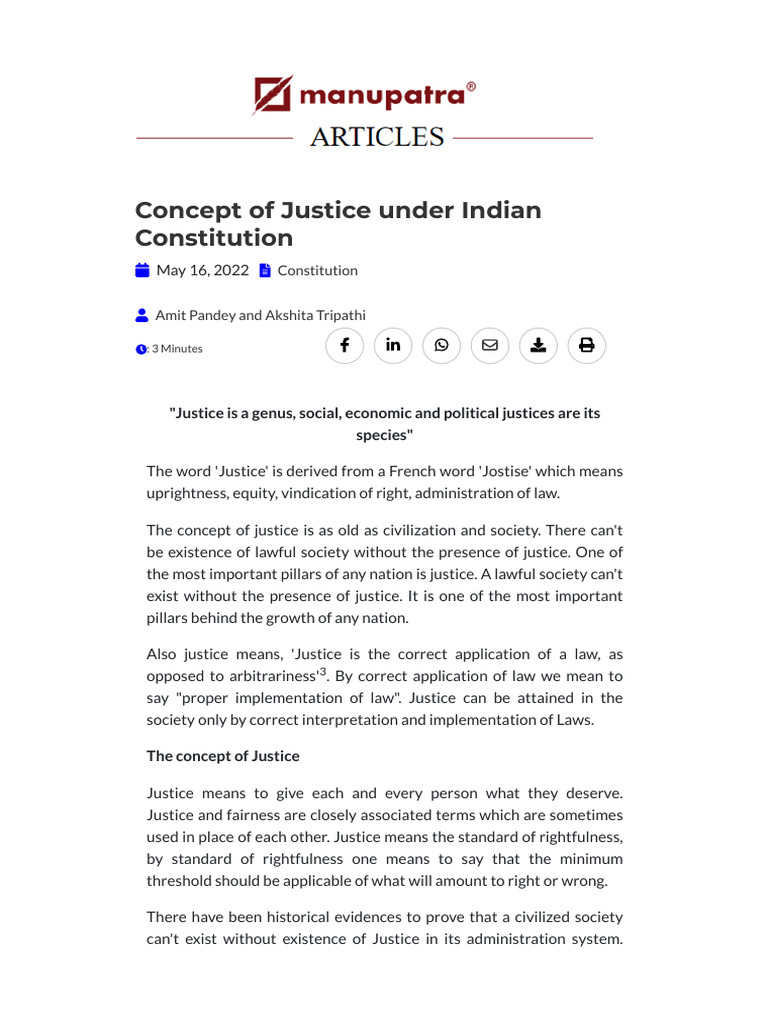 Justice in the Indian Constitution | PDF | Justice | Crime & Violence