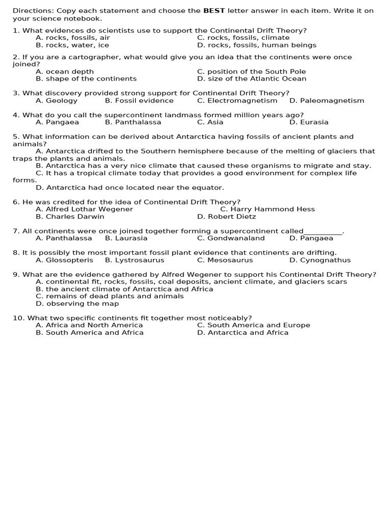 Quiz Conti Drift Theory | PDF