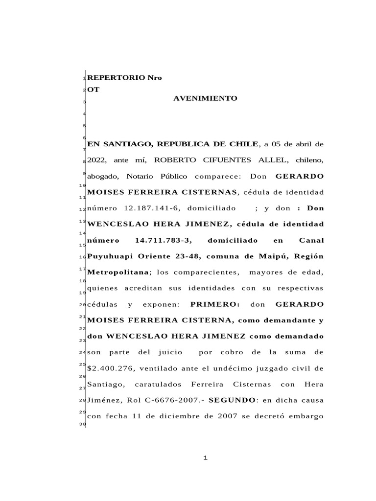 Avenimiento | PDF | Santiago