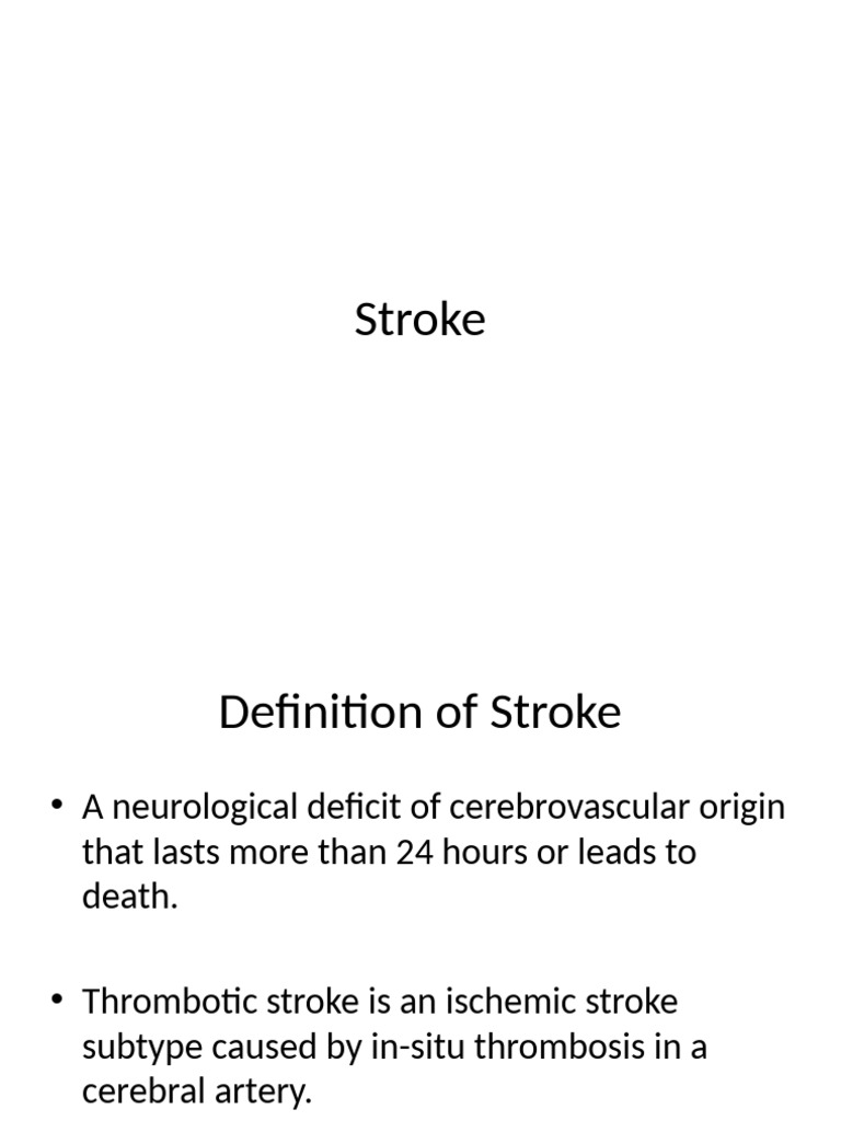 Thrombo Tic Stroke Presentation | PDF | Stroke | Thrombosis