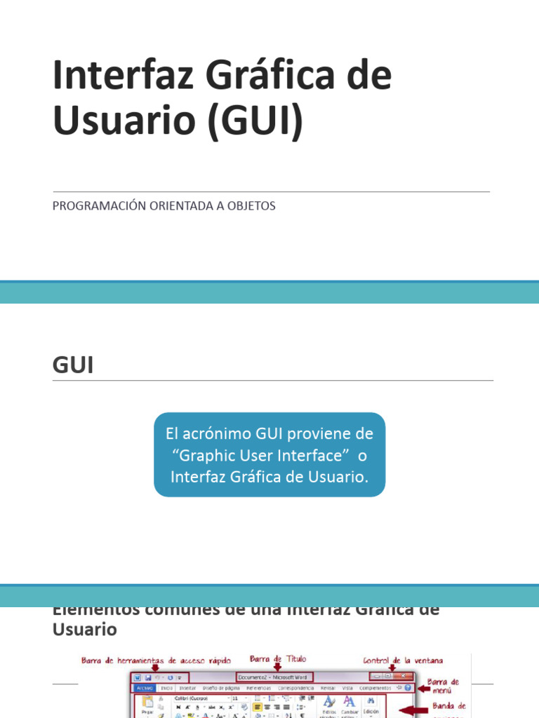 Interfaz Gr-Fica de Usuario (GUI) | PDF | Interfaces gráficas de usuario | Informática