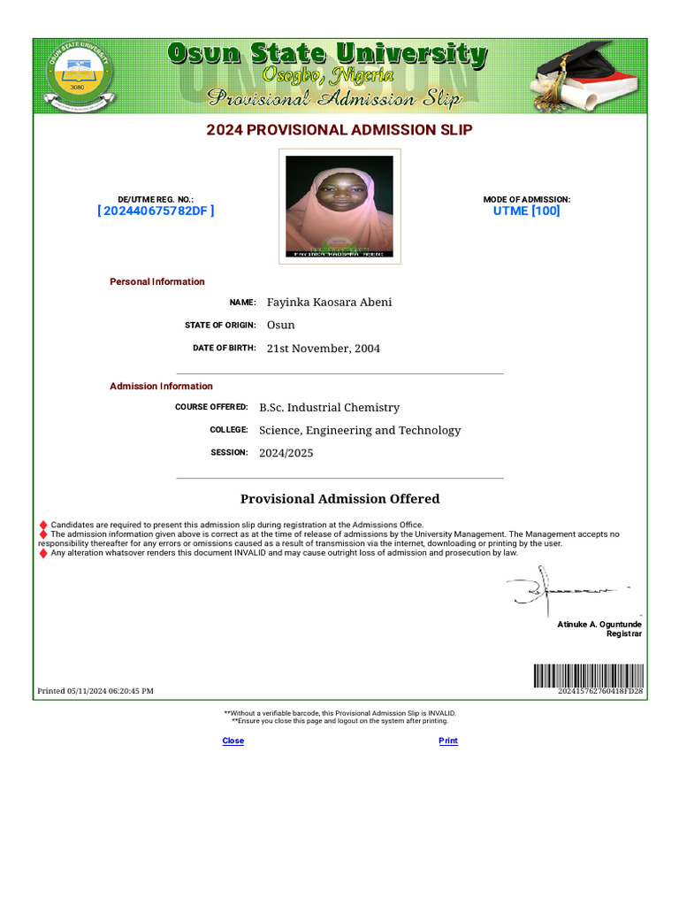 __ 2024 Provisional Admission Slip __ (1) | PDF | Computing