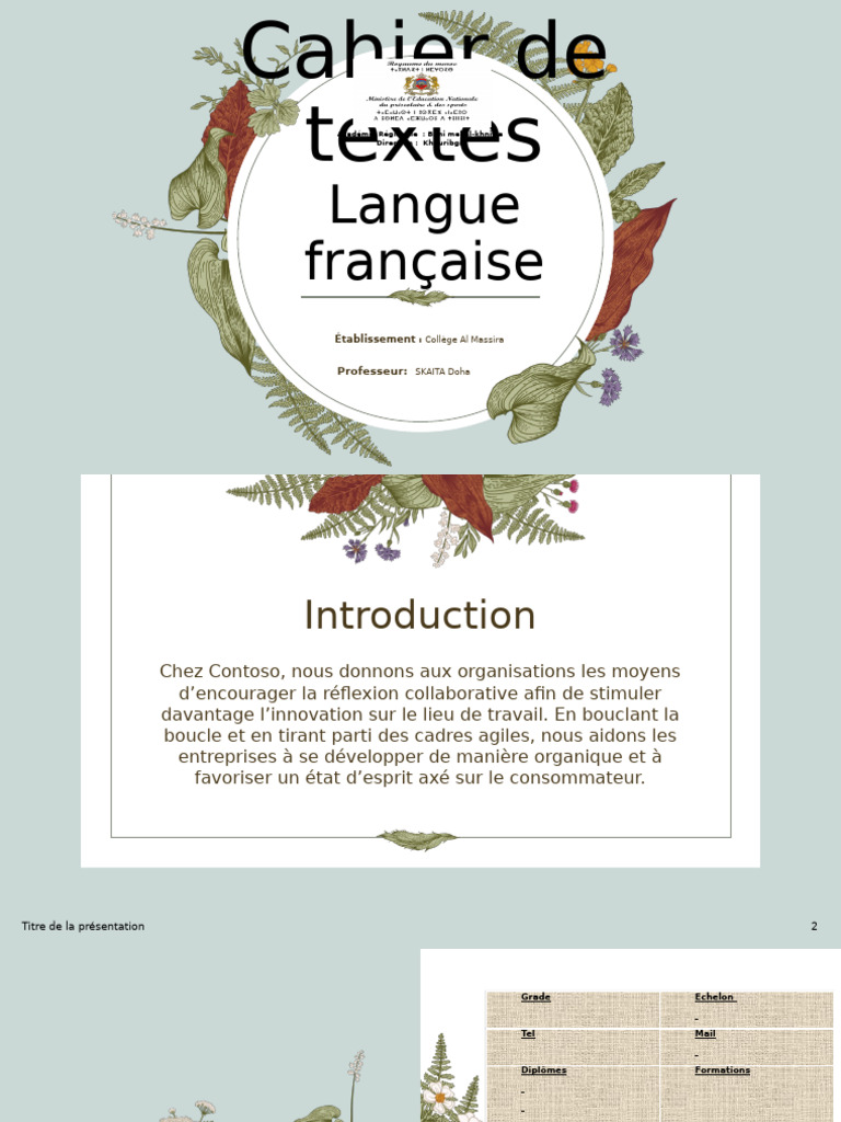 Cahier de textes - Collège Al Massira | PDF