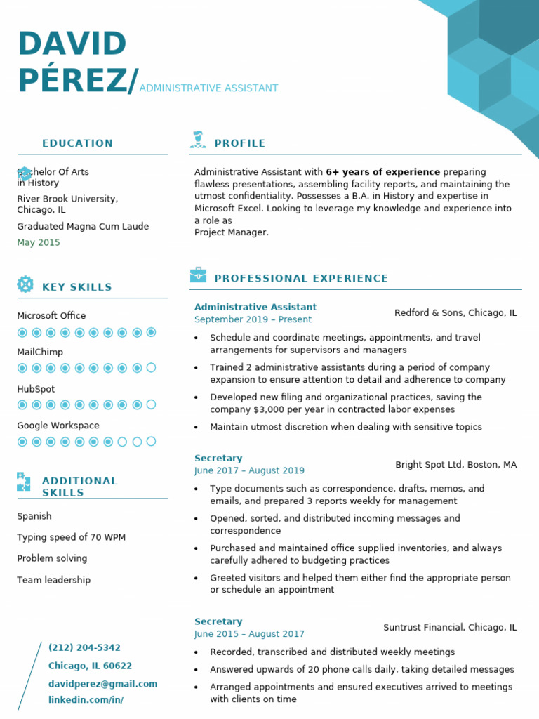 Current Professional Resume Template Turquoise | PDF | Résumé