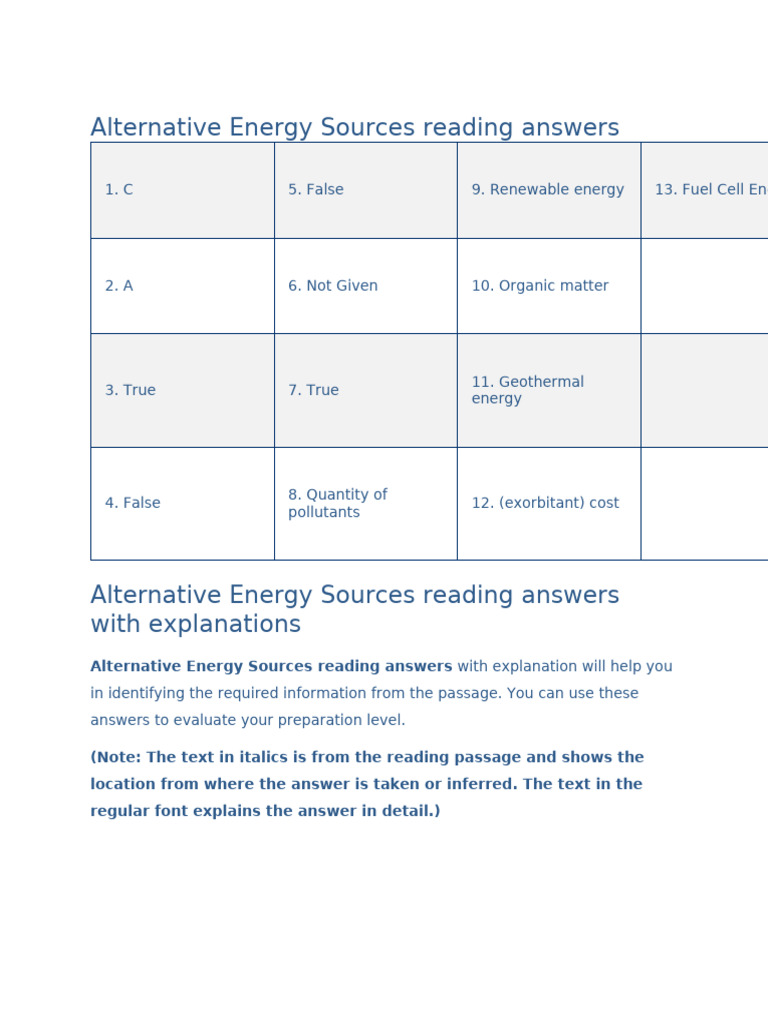 Alternative Energy Sources Explained | PDF | Energy Development ...