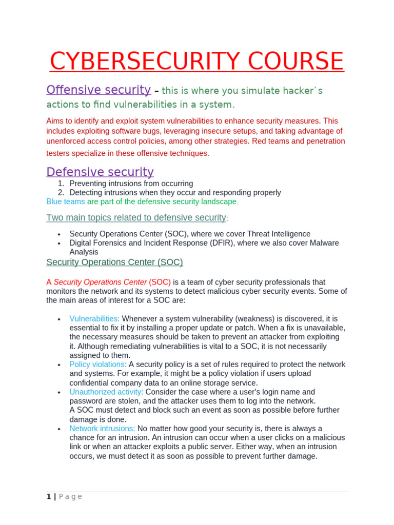 Cybersecurity Course | PDF | Security | Computer Security