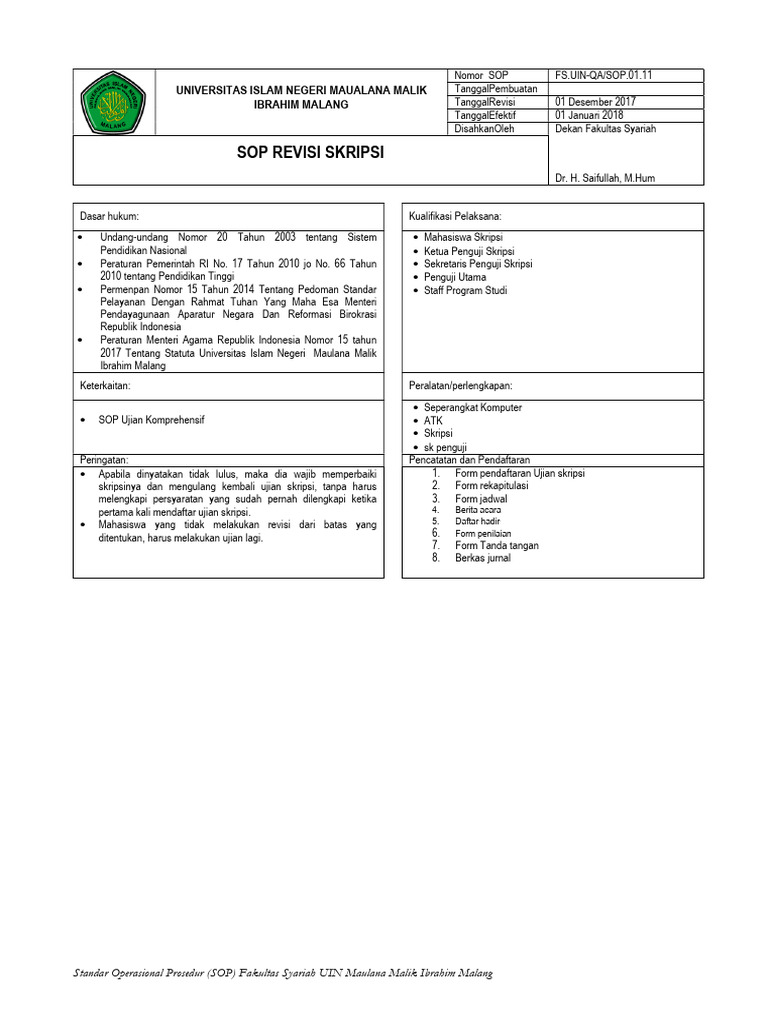 SOP Revisi Skripsi | PDF