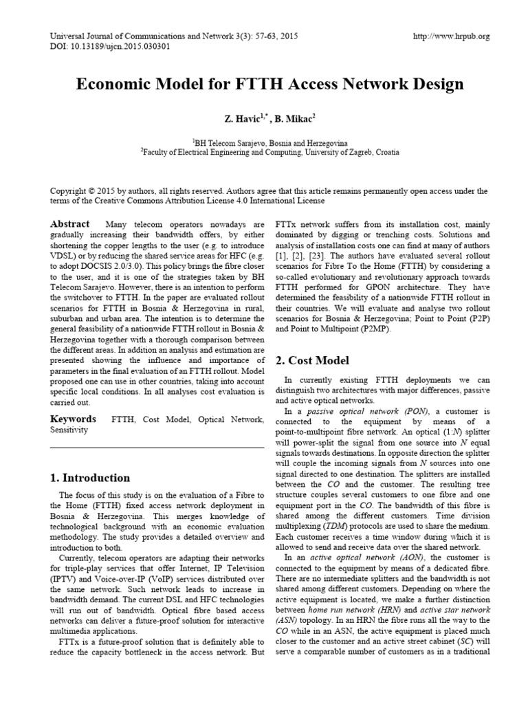 Economic_Model_for_FTTH_Access_Network_Design | PDF | Fiber To The X ...