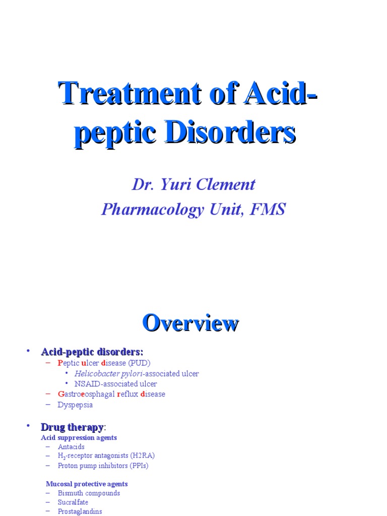 Treatment of Acid-Related Disorders - Seminar | PDF | Peptic Ulcer ...