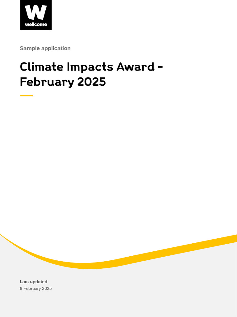 Climate Impacts Award February 2025 Sample Form | PDF | Clinical Trial ...