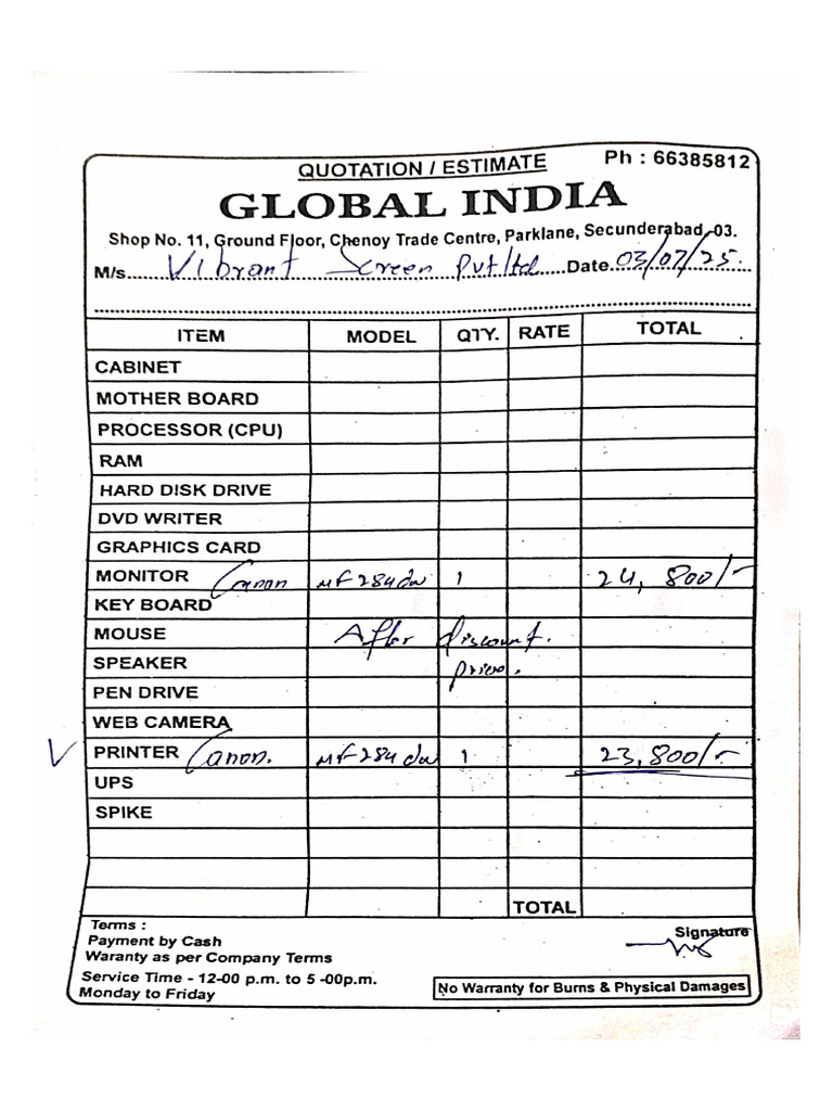 Printer Quatation | PDF
