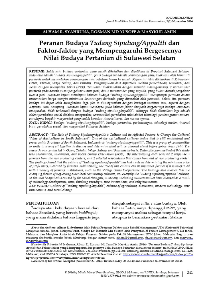 Peranan Budaya Tudang Sipulung Appalili | PDF