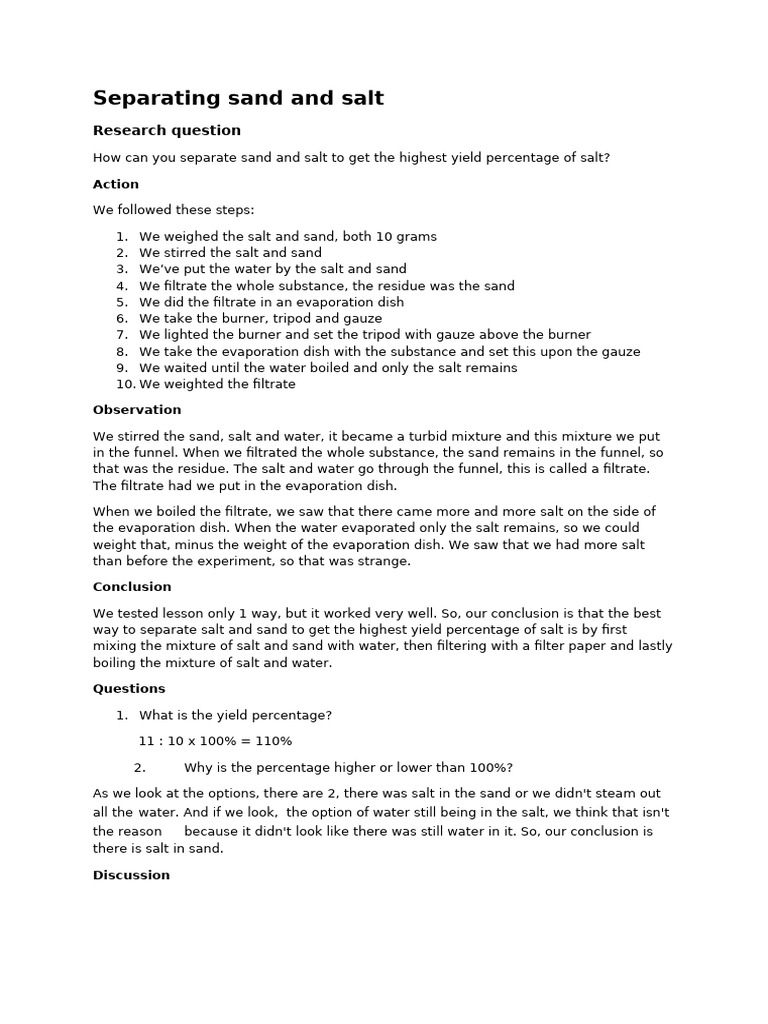 Methods for Separating Salt and Sand | PDF