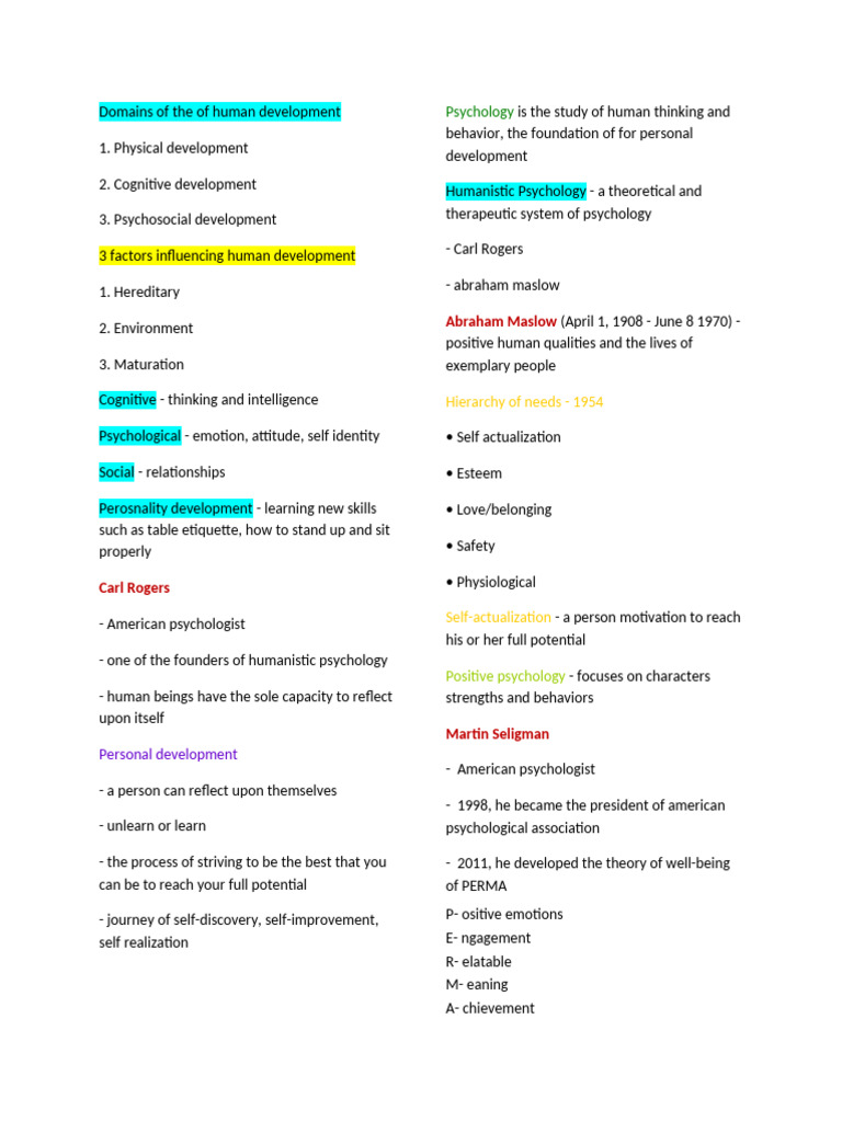 Understanding Human Development Domains | PDF | Self Actualization ...
