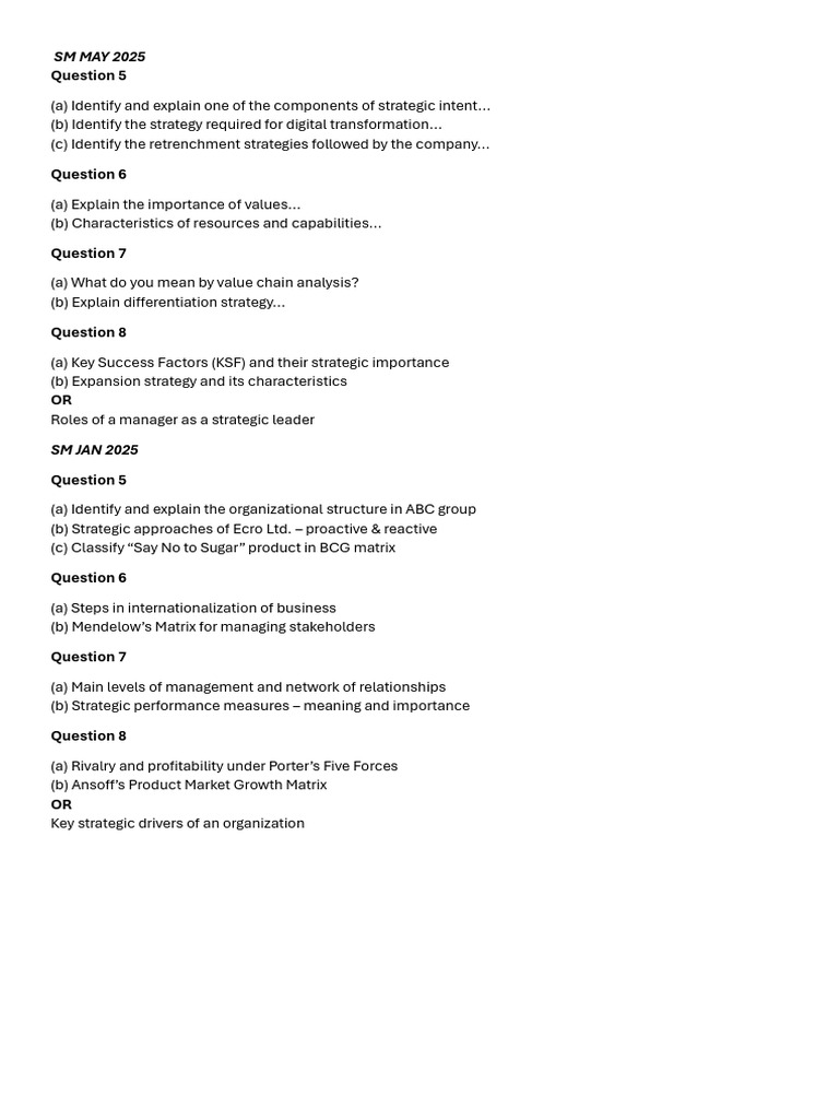SM Question Paper Analysis | PDF