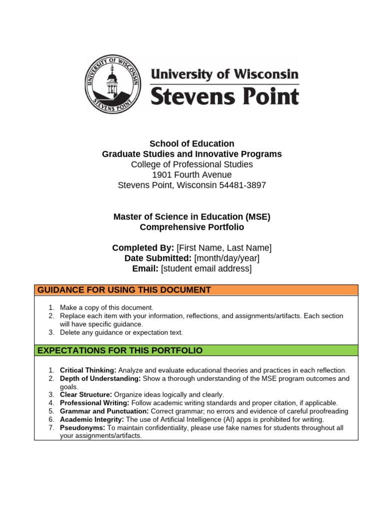 MSE Comprehensive Portfolio Guide | PDF | Learning | Information