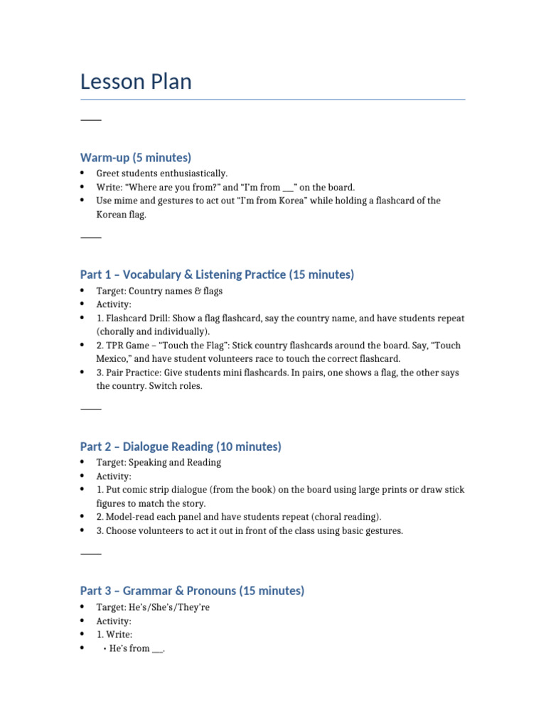 Where Are You From? Lesson Plan | PDF