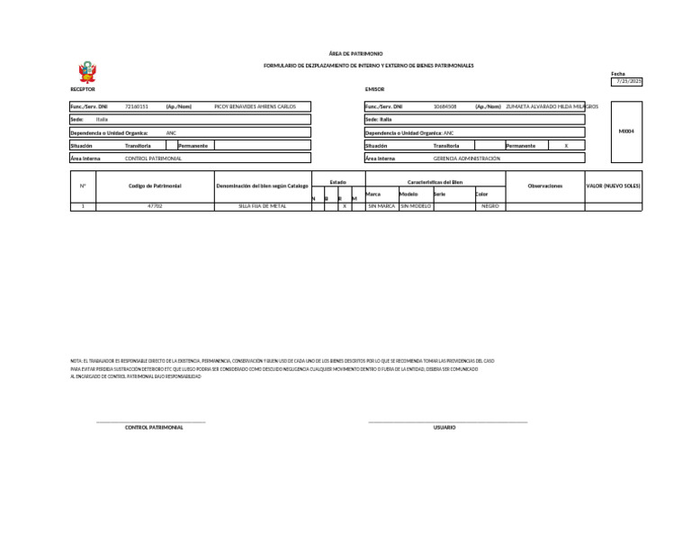 FORMATO DEVOLUCIÓN | PDF