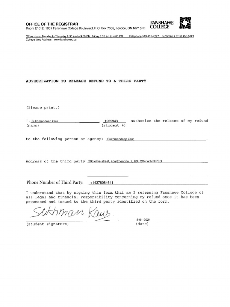 Third Party Release Form 2023 | PDF