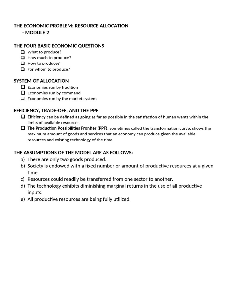 Economic Resource Allocation Explained | PDF