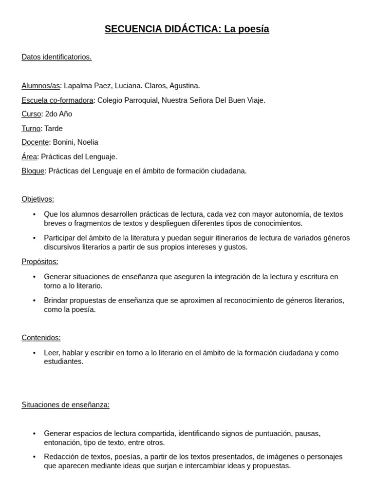 Comparto 'SECUENCIA DIDÁCTICA de PRÁCTICAS DEL LENGUAJE' contigo | PDF | Poesía | Comunicación ...