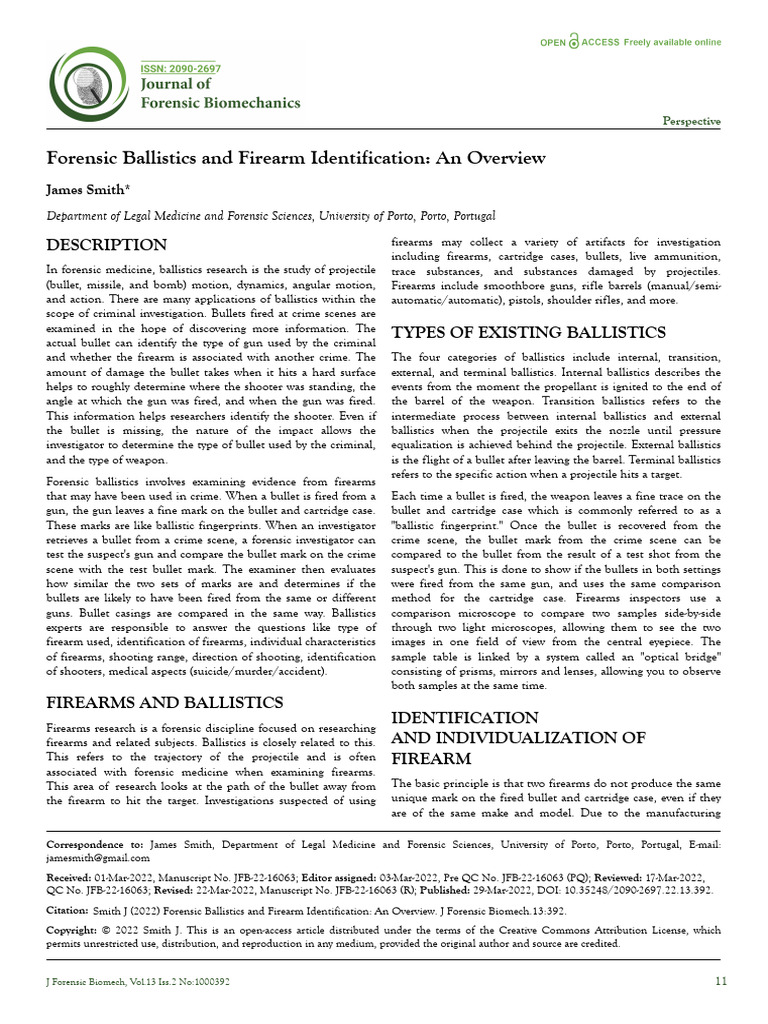 Forensic Ballistics and Firearm Identification an Overview | PDF | Ballistics | Bullet