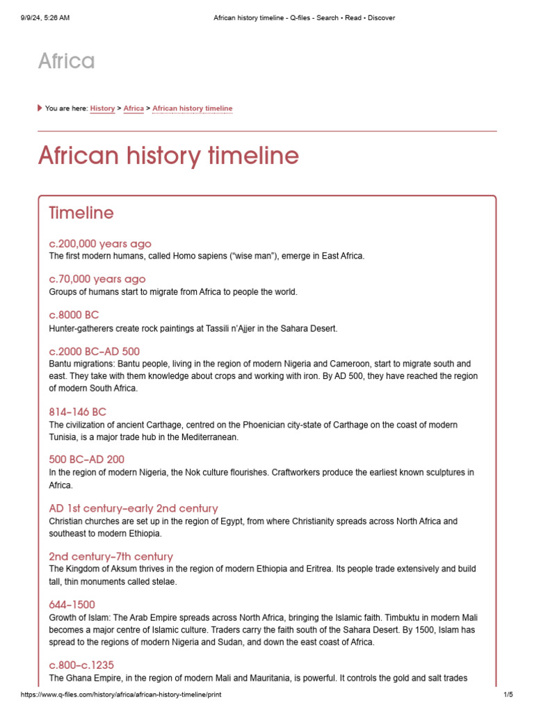 West Africa's Cultural History Timeline | PDF | Africa | Atlantic Slave ...