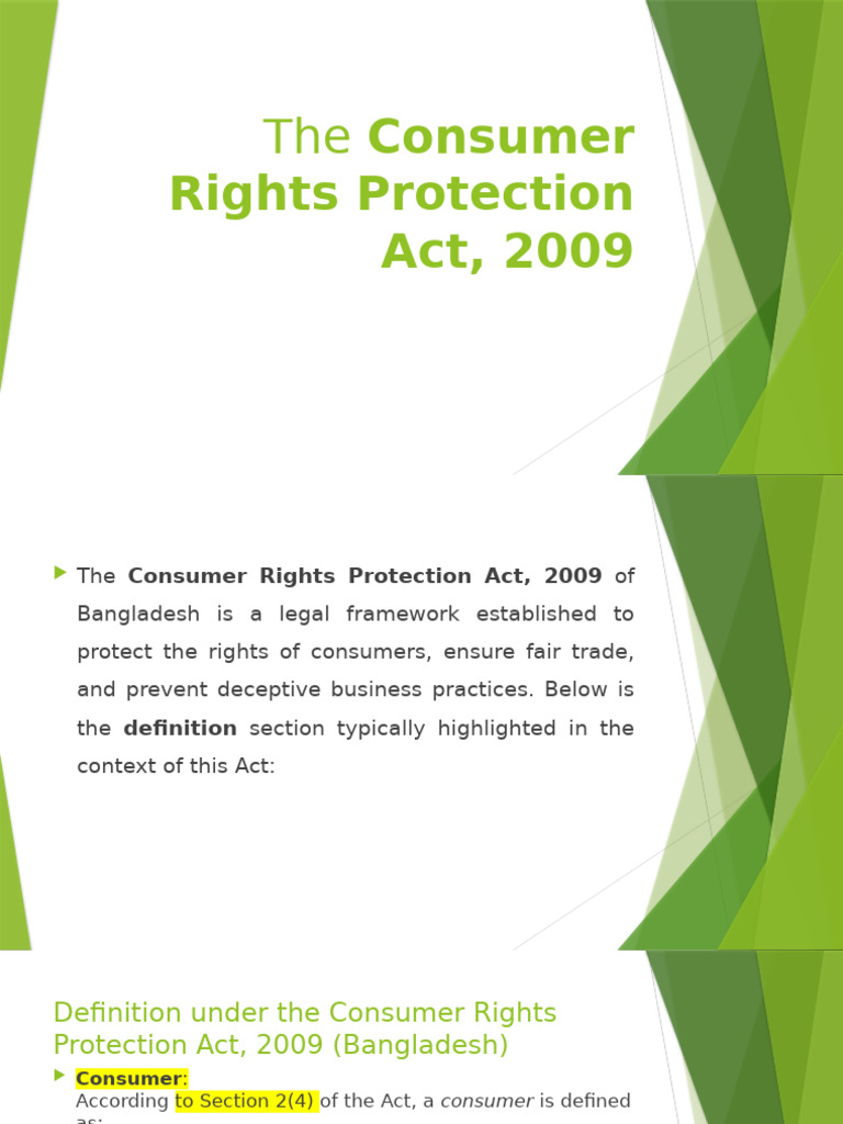 Consumer Rights Protection Act 2009 | PDF | Consumer Protection | Goods